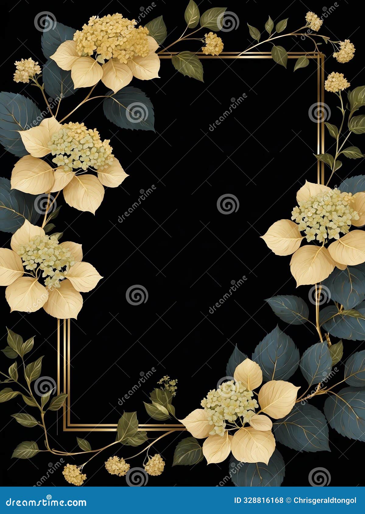 Black Space for Text with Floral Border Ai Generated Stock Illustration ...
