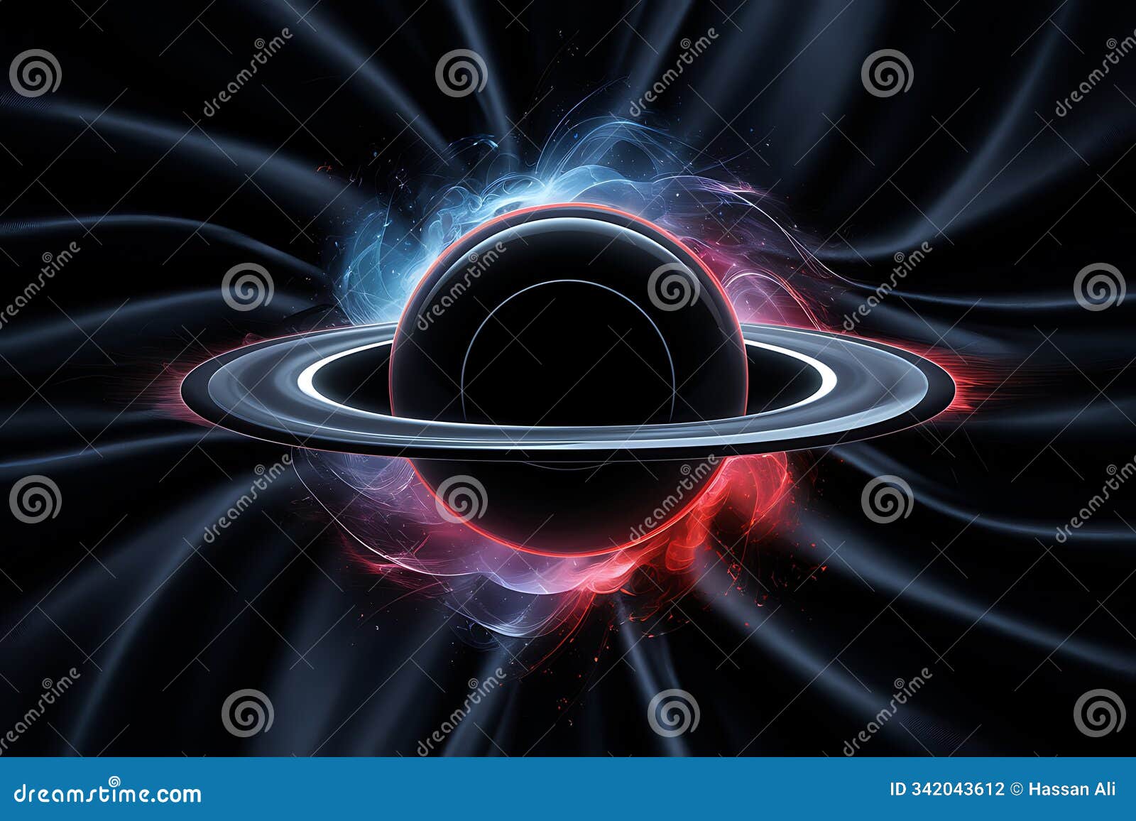 Saturns Rings Glowing Red and Blue Stock Illustration - Illustration of ...