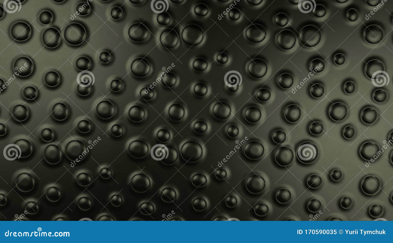 Black Spheres in Holes. Like Water Drops on Surface. Black Abstract ...