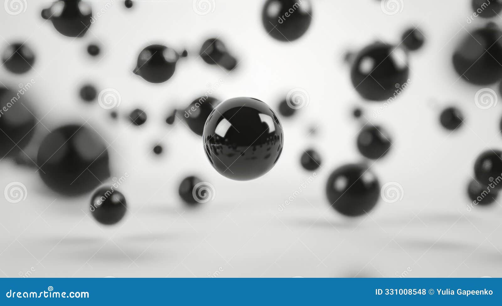Black Spheres in Motion Against a Soft White Background Stock Photo ...