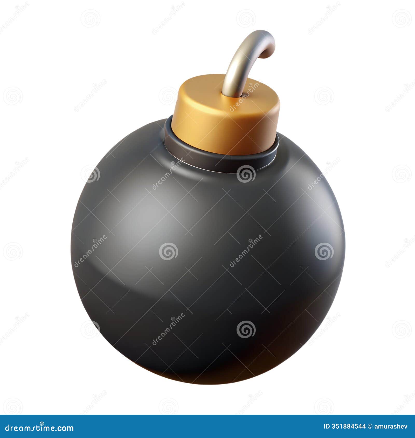Black Spherical Bomb with a White Fuse on a Plain White Background ...