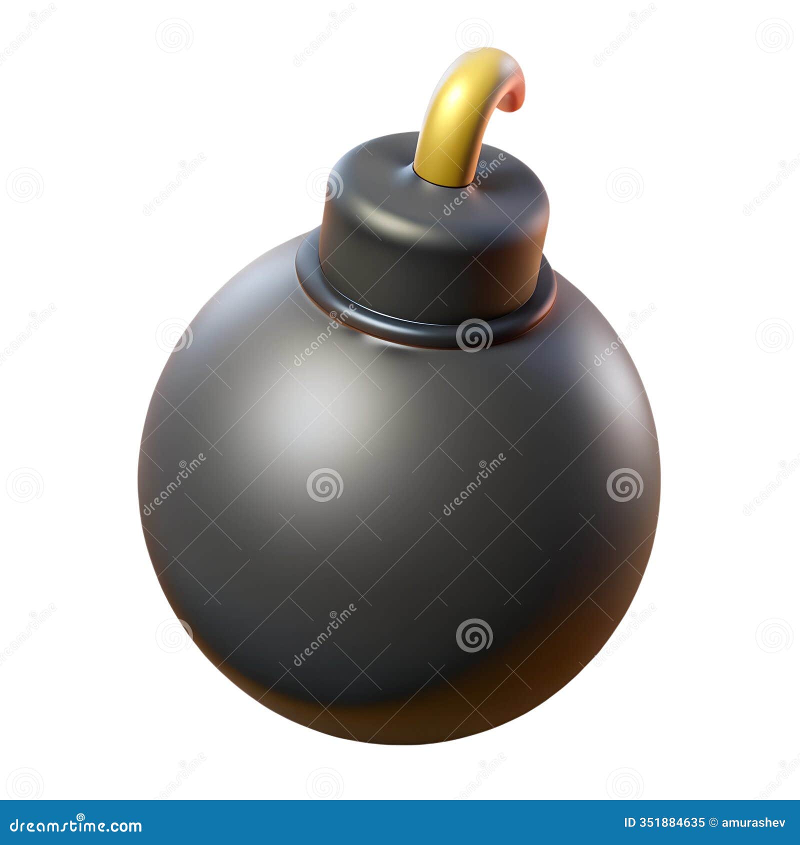 Black Spherical Bomb with a White Fuse on a Plain White Background ...