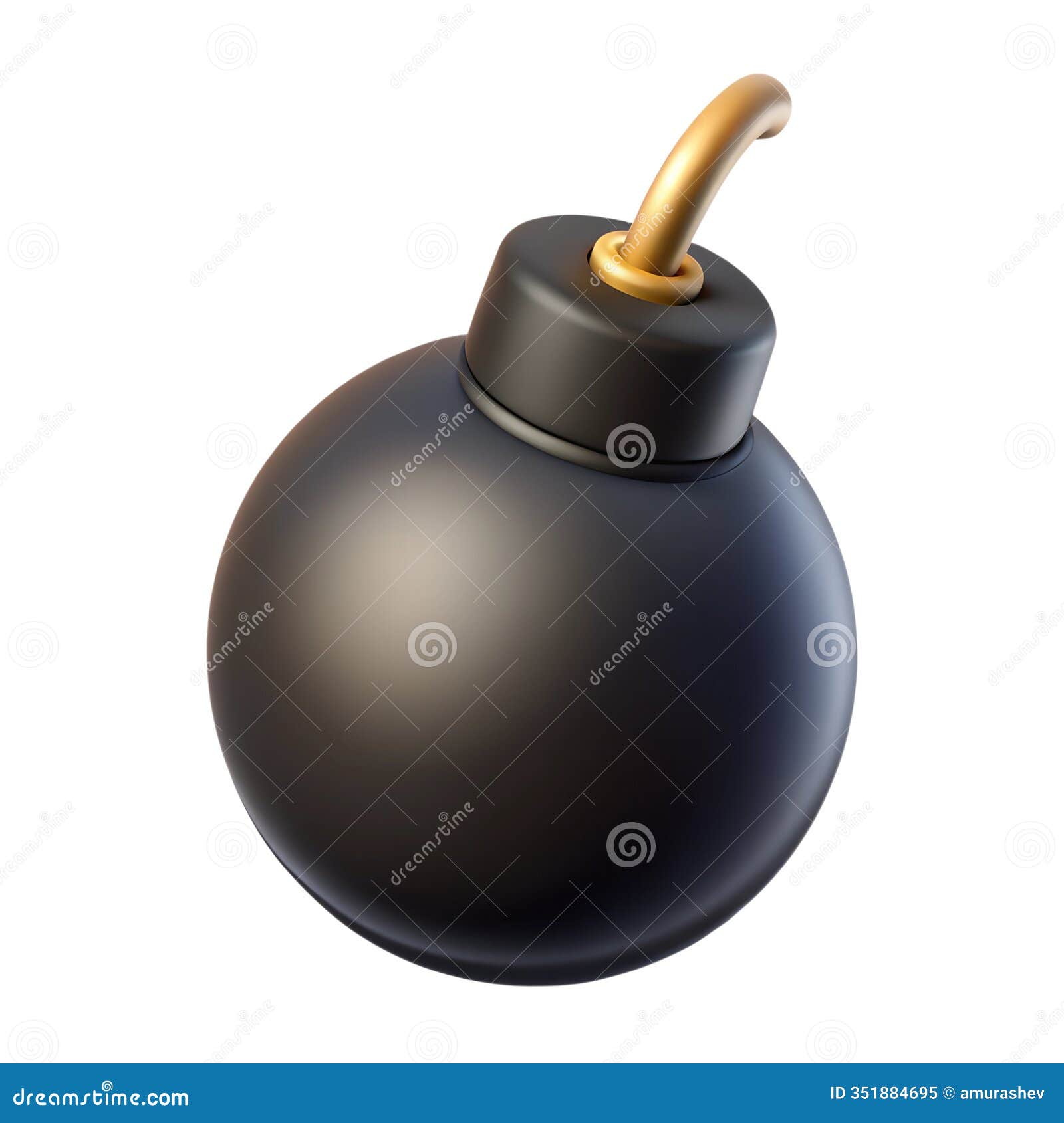 Black Spherical Bomb with a White Fuse on a Plain White Background ...