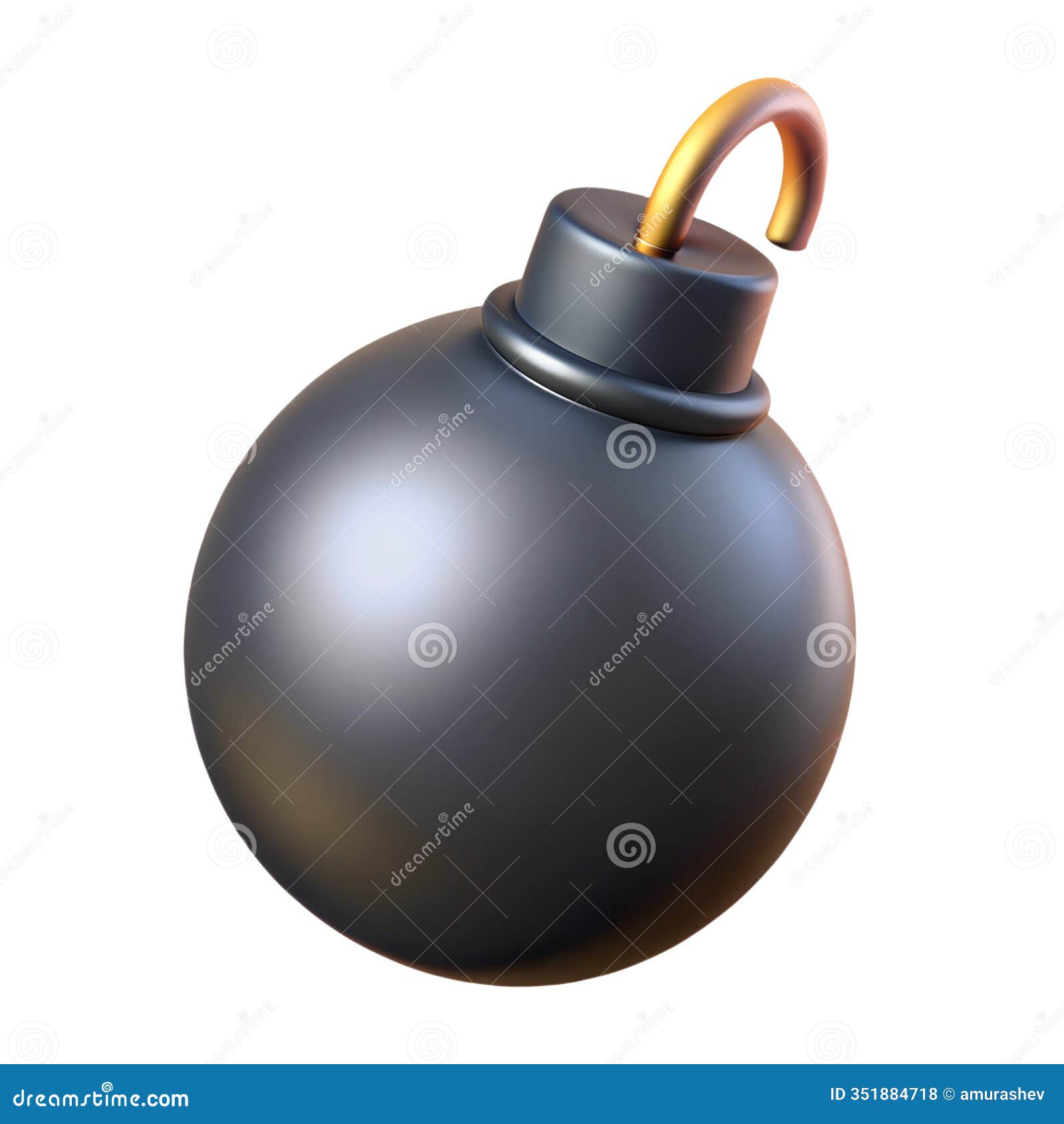 Black Spherical Bomb with a White Fuse on a Plain White Background ...