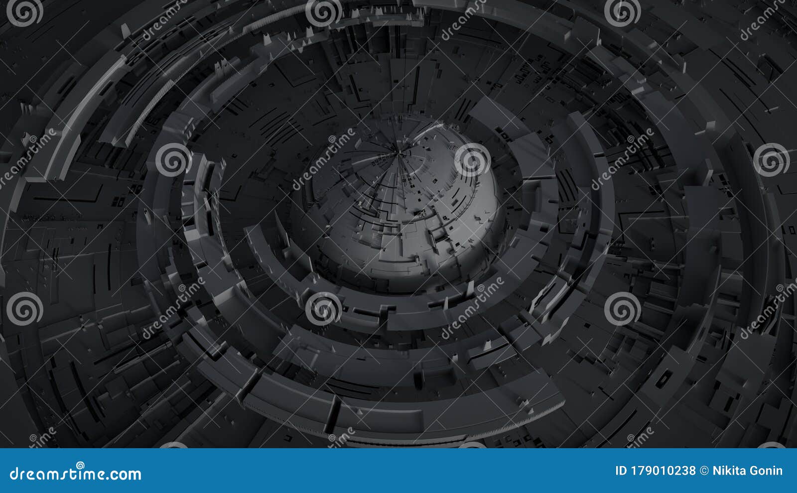 Black Spherical Mechanical Construction 3D Rendering Illustration Stock ...