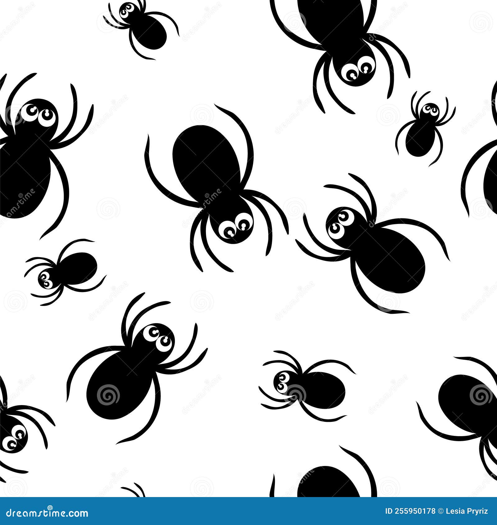 Black Spider Seamless Pattern. Halloween Stock Vector - Illustration of ...