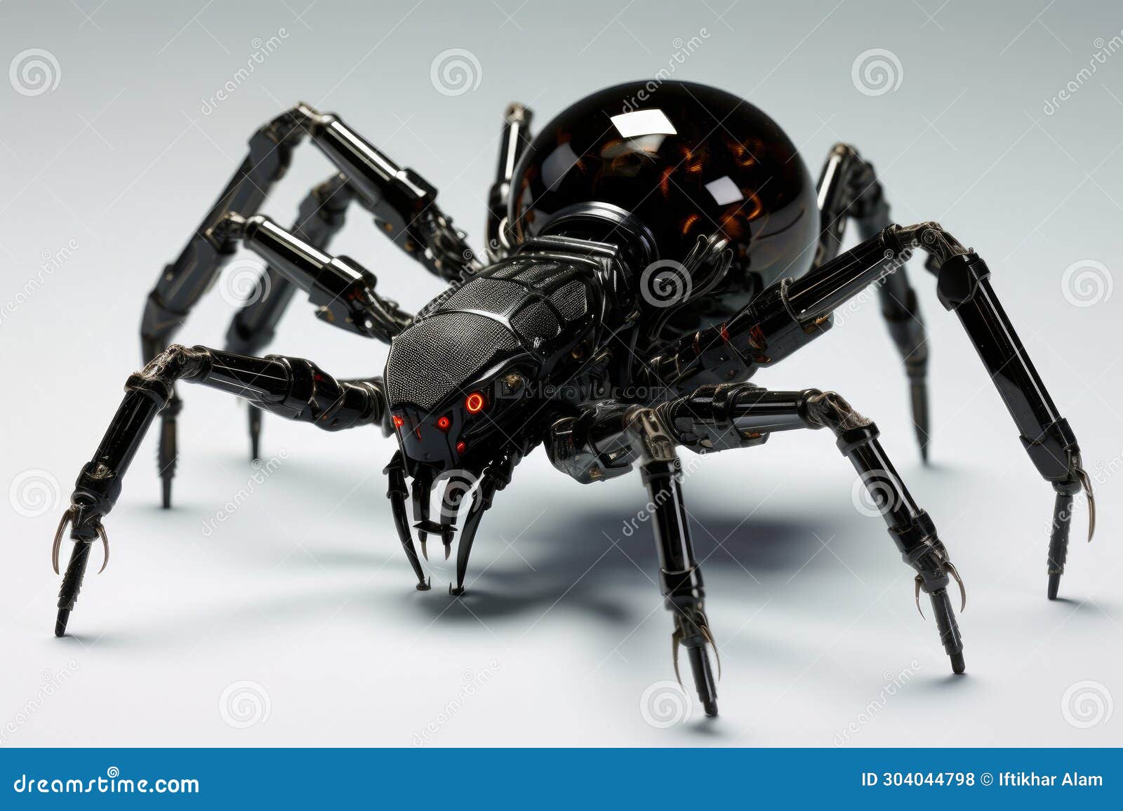 A Black Spider with Vivid Red Eyes Perched on a Clean, White Surface ...