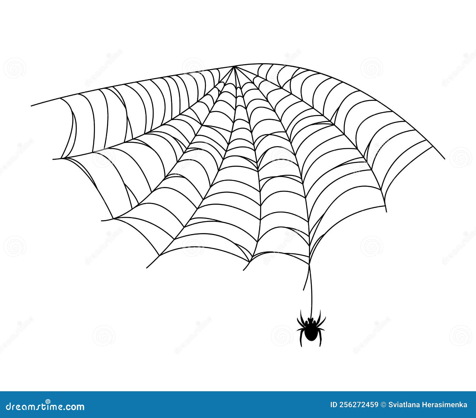 Black Spider and Web. Scary Spiderweb of Halloween . Vector ...