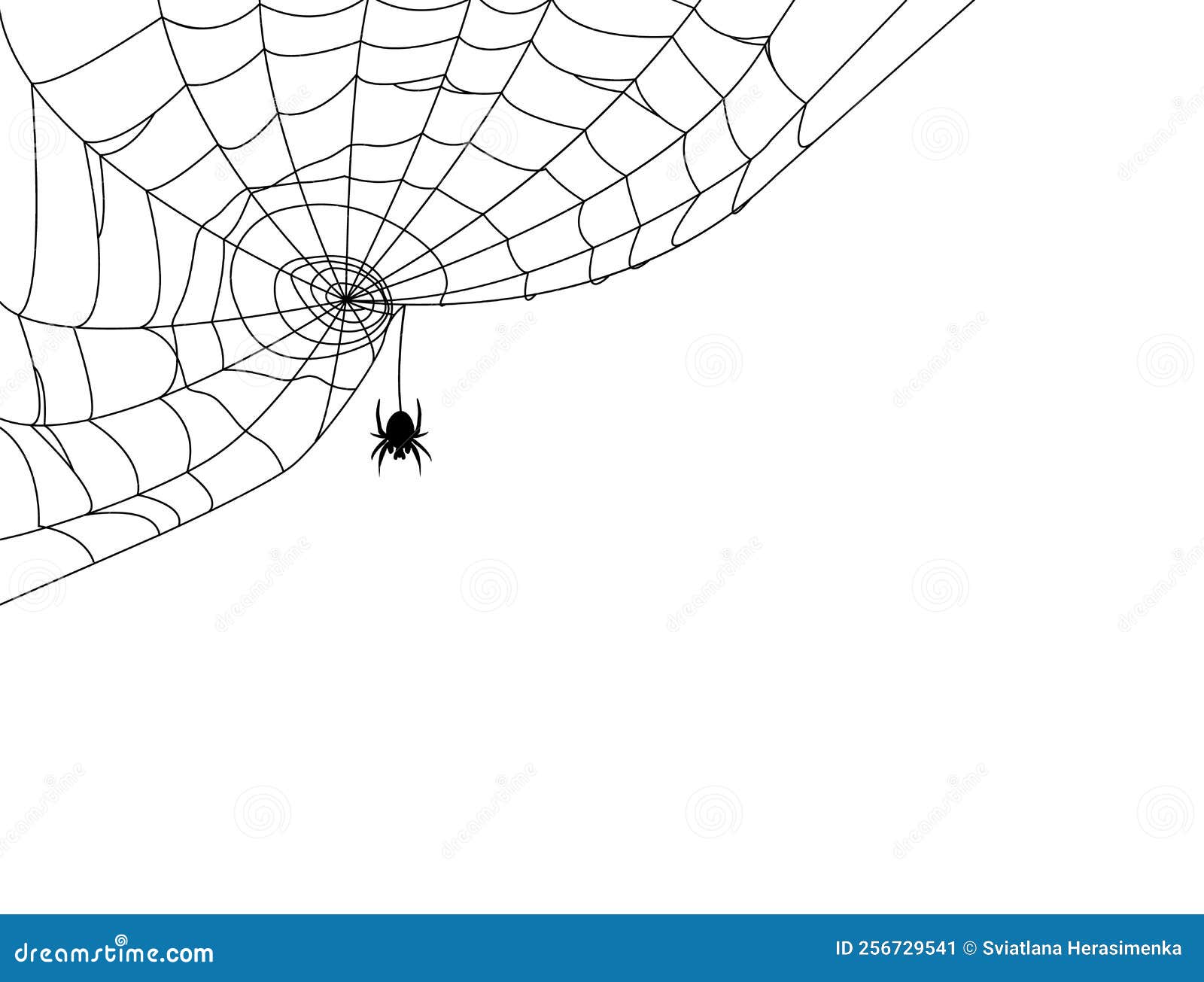 Black Spider and Web. Scary Spiderweb of Halloween . Vector ...