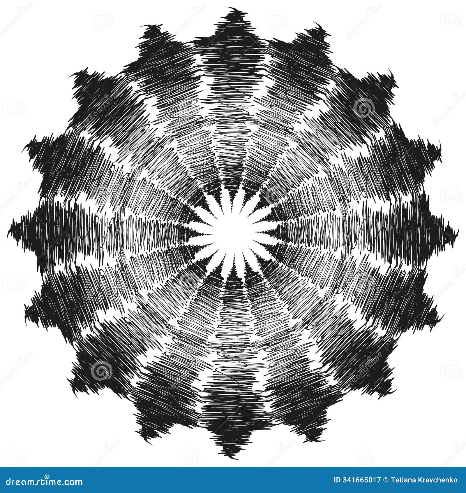 Black Spiky Circular Pattern Resembling a Gear or Sunburst in an ...