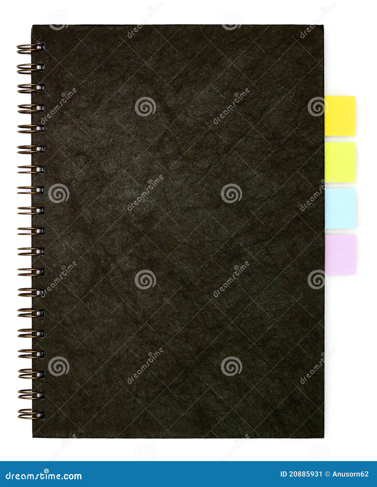 Black Spiral Note Book and Post it Stock Image - Image of notebook ...