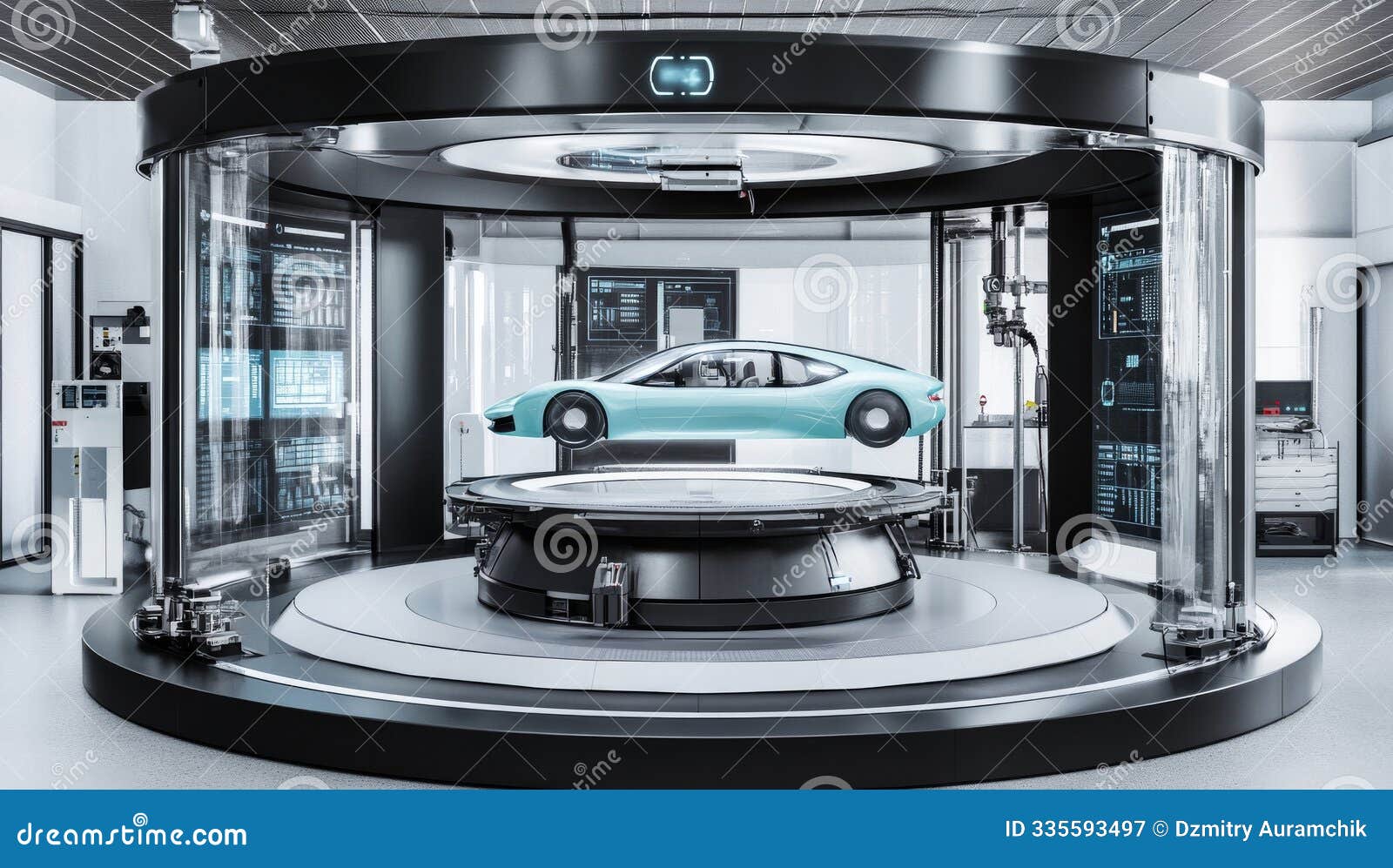 Black Sports Car in Hi-tech Environment (3D Illustration) Stock ...