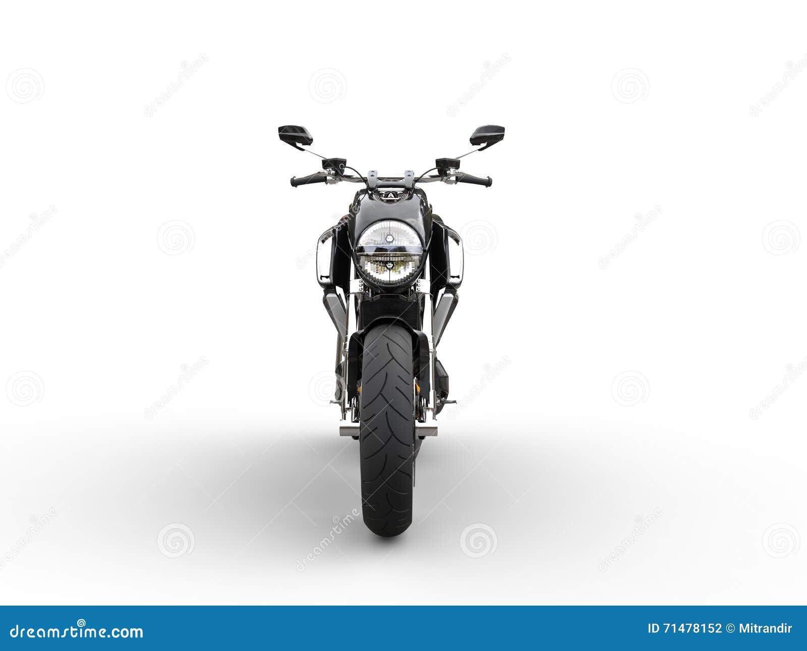 Black Sports Motorcycle - Front View Stock Illustration - Illustration ...