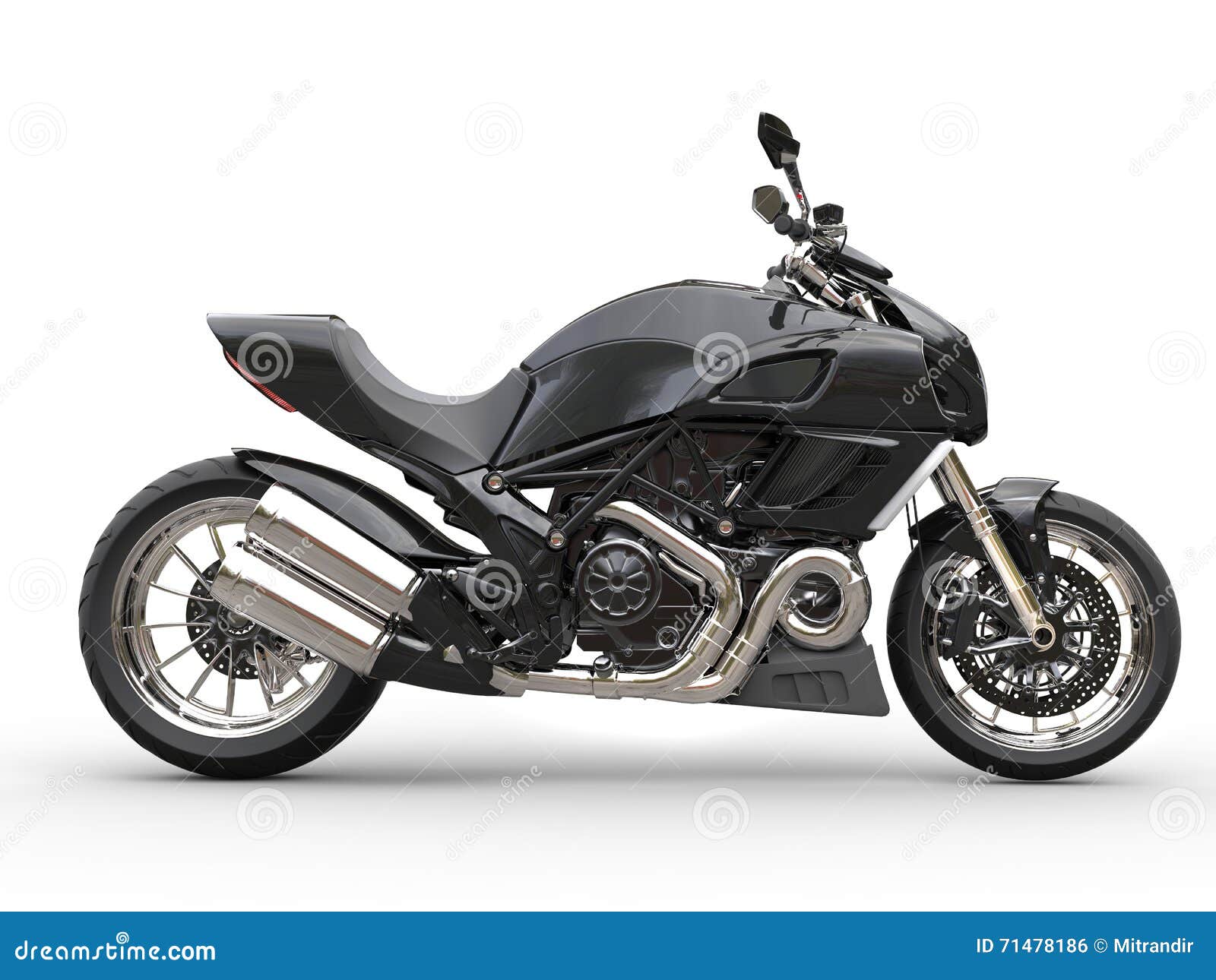 Black Sports Motorcycle - Side View Stock Illustration - Illustration ...