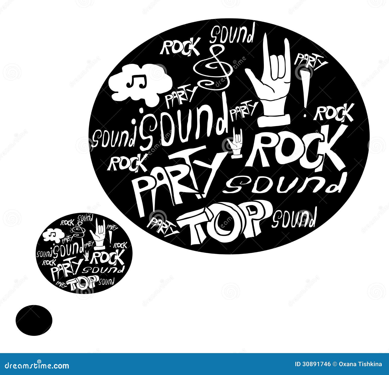 Black Spots with Rock Signs Stock Vector - Illustration of print, music ...