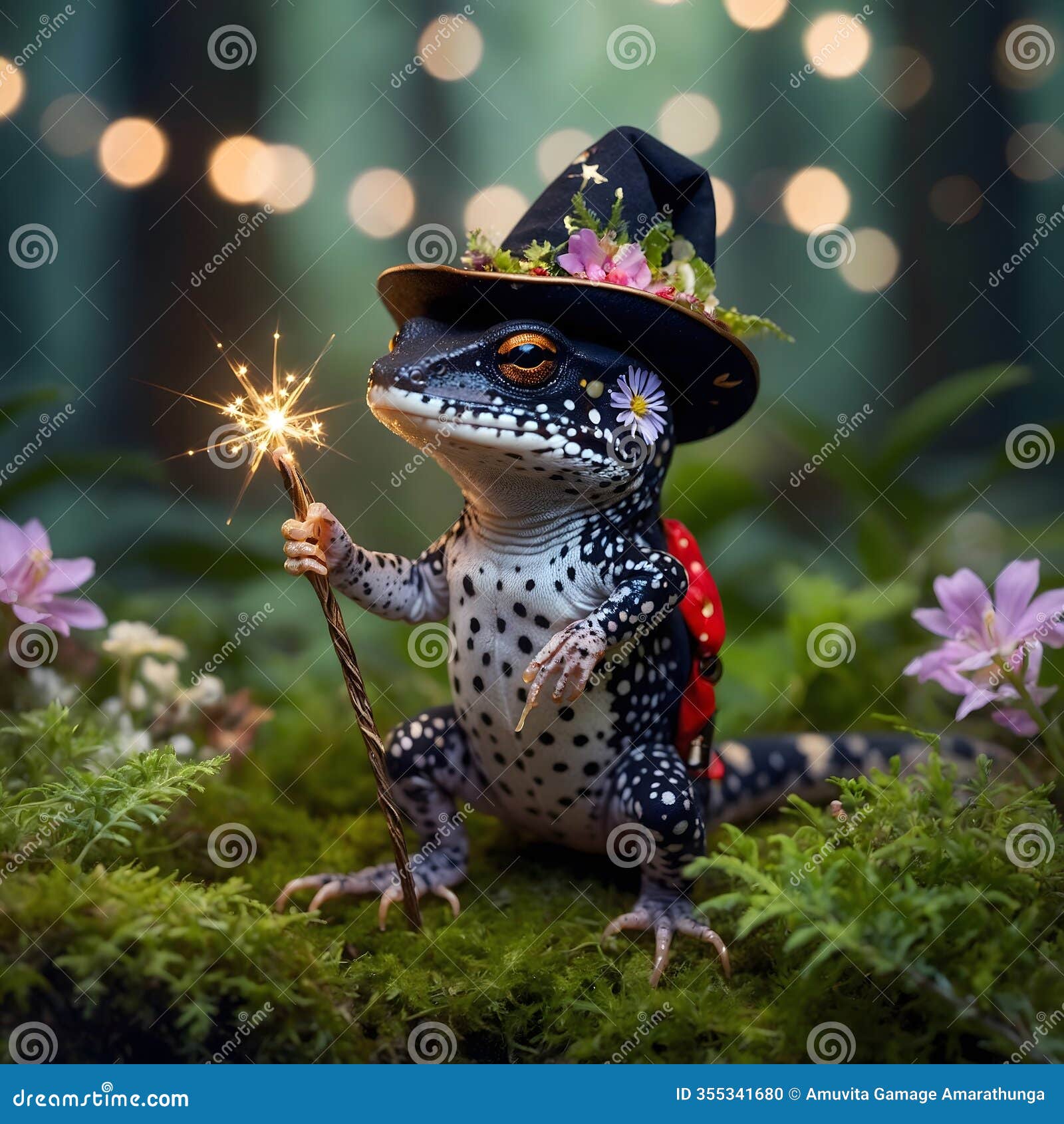 Black-Spotted Newt Wizard in an Enchanted Forest Stock Photo - Image of ...
