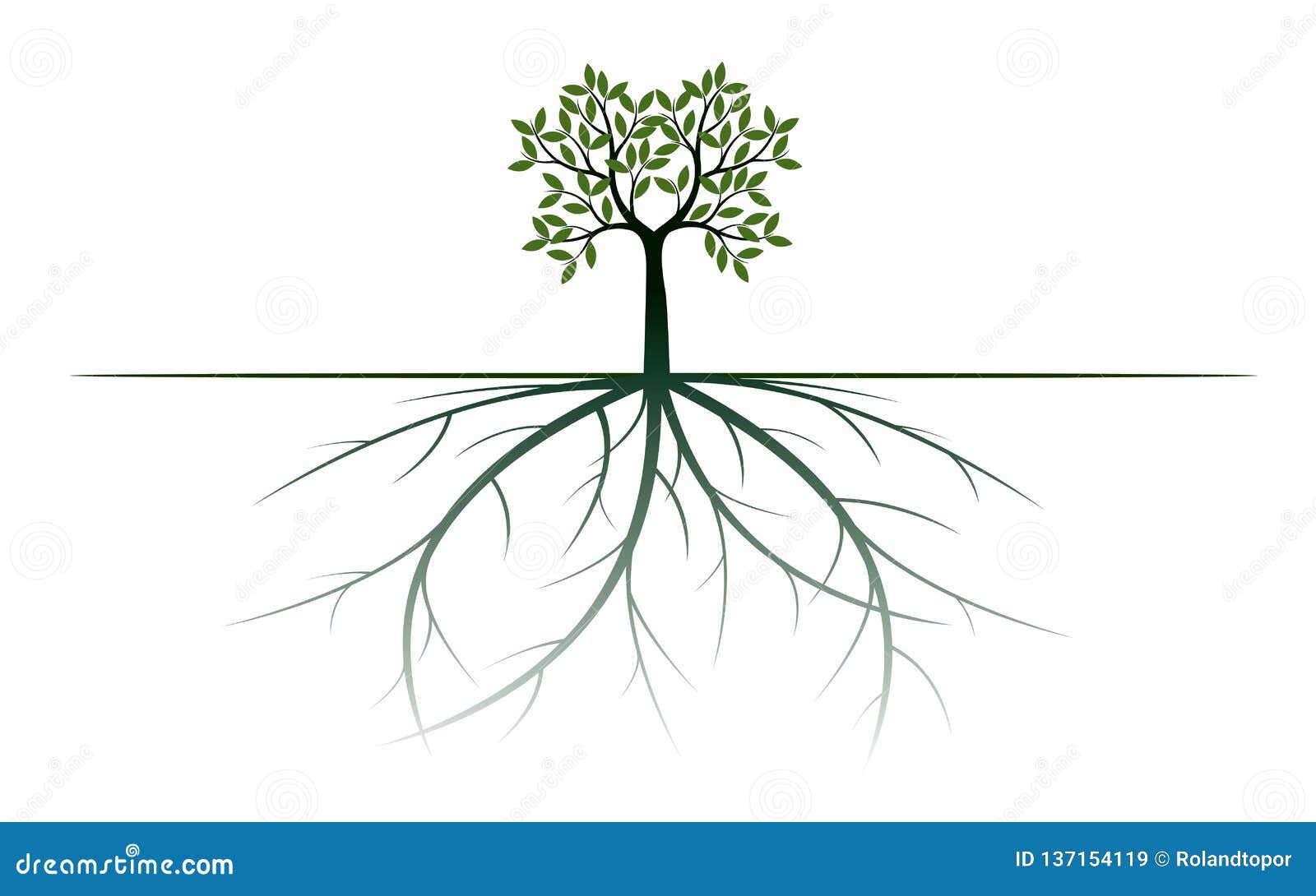 Black Spring Tree with Leaves. Vector Illustration Stock Vector ...