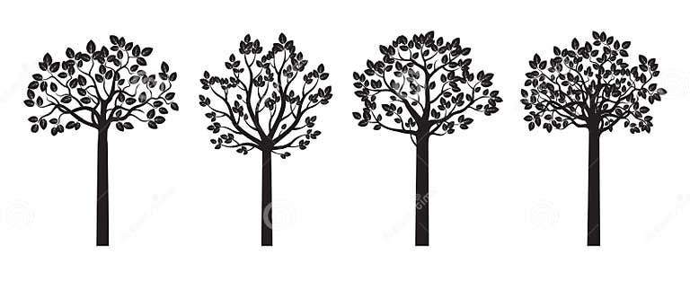 Black Spring Tree. Vector Illustration Stock Vector - Illustration of ...