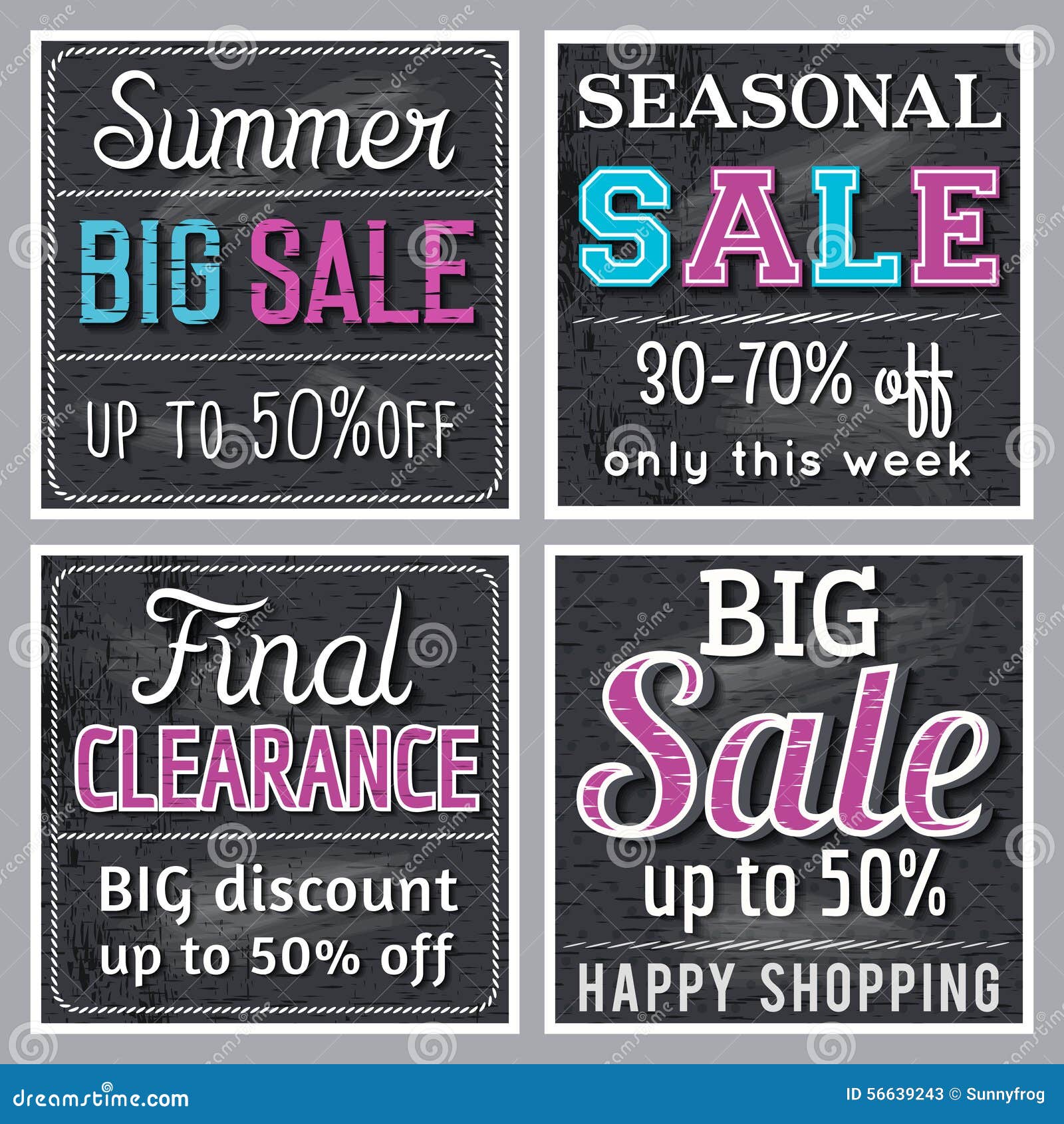 Black Square Banners with Sale Offer, Vector Stock Vector ...