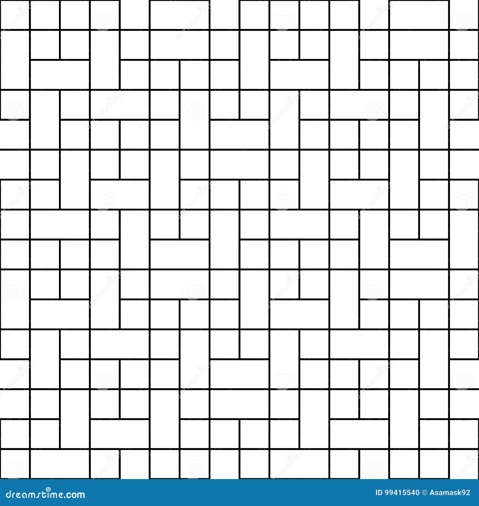 Black Square Block Seamless on White Background. Vector Illustration ...