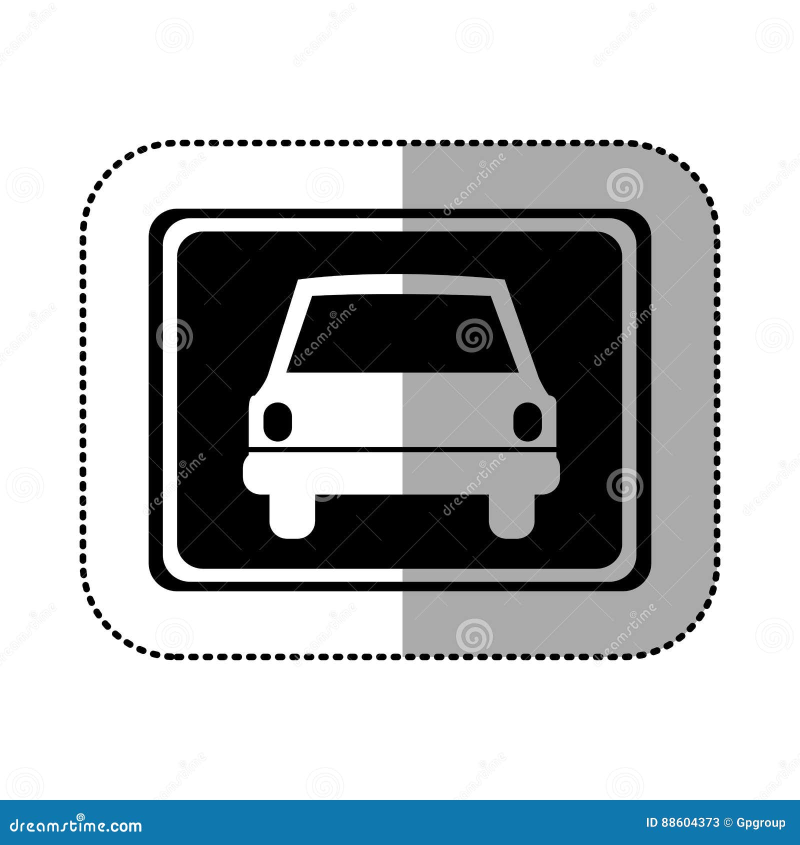 Black Square with Car Front Inside Stock Illustration - Illustration of ...