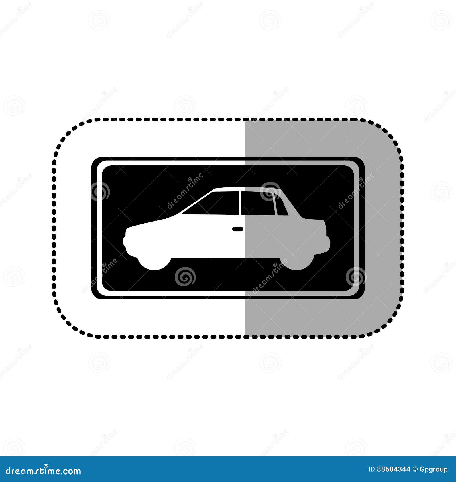 Black Square with Car Side Inside Stock Illustration - Illustration of ...