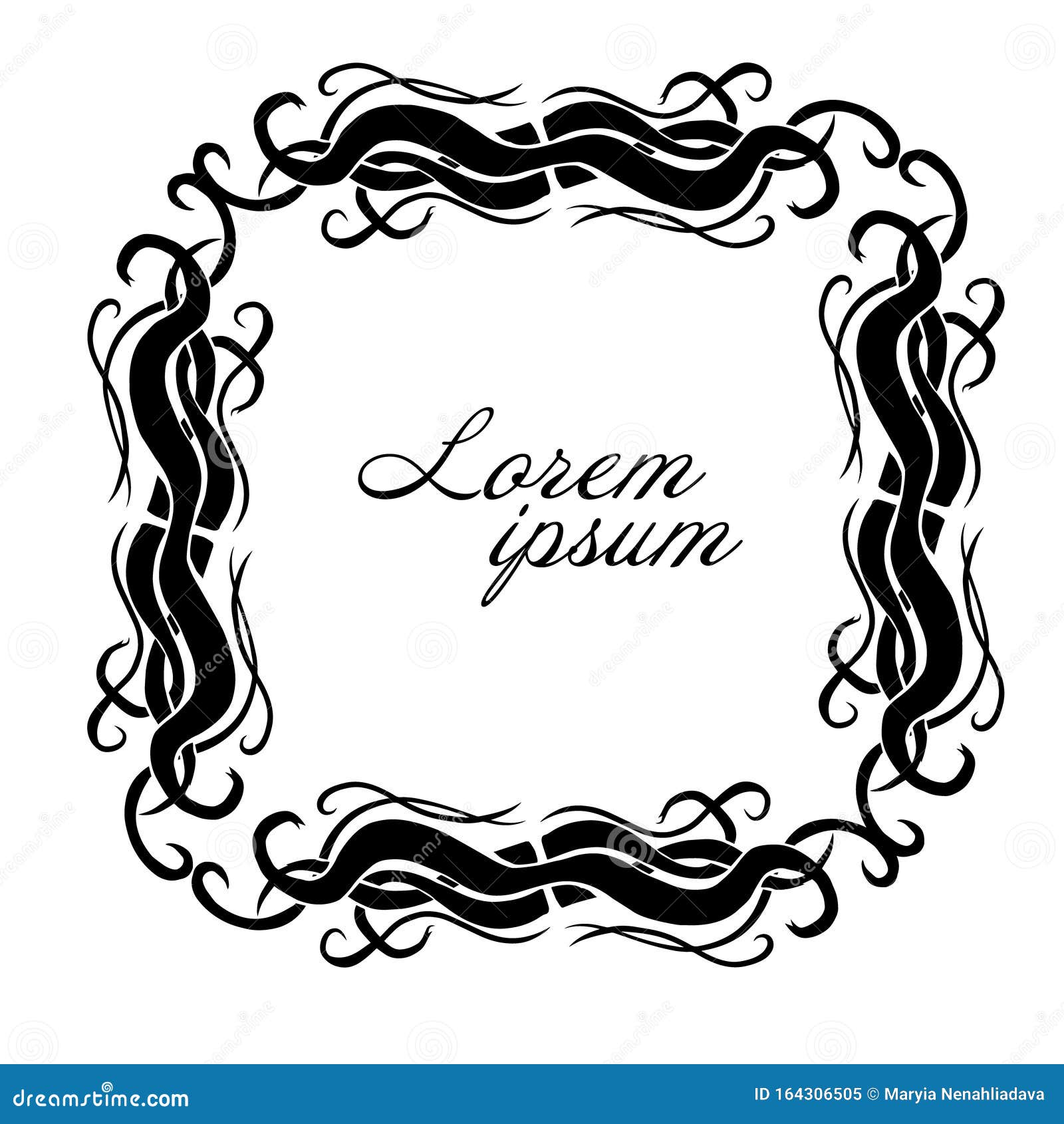 Black Square Frame Curls. Vector Illustration Stock Illustration ...