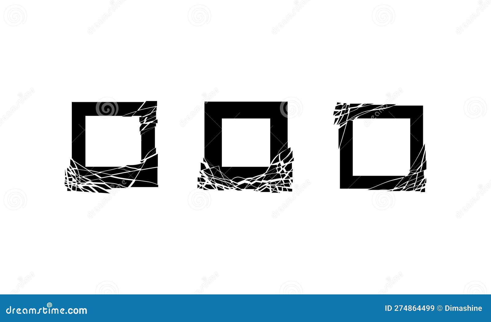 Black Square, Frame Explode, Shatter Shapes. Border Broken, Vector ...