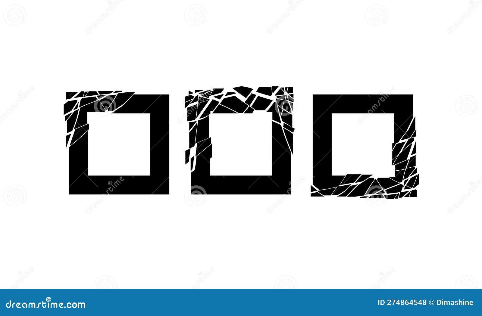 Black Square, Frame Explode, Shatter Shapes. Border Broken, Vector ...