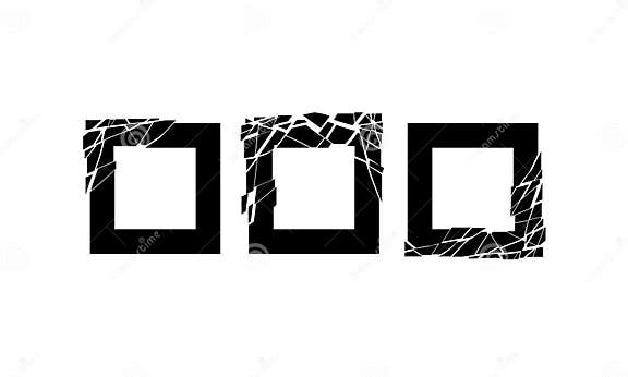 Black Square, Frame Explode, Shatter Shapes. Border Broken, Vector ...
