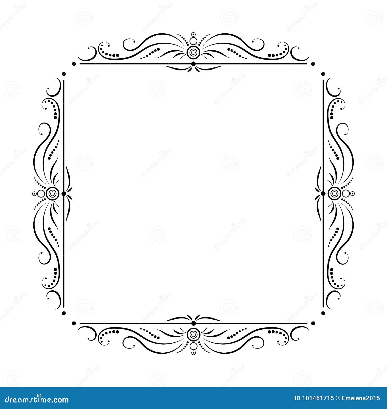 Black Square Frame with Floral Patterns Stock Illustration ...