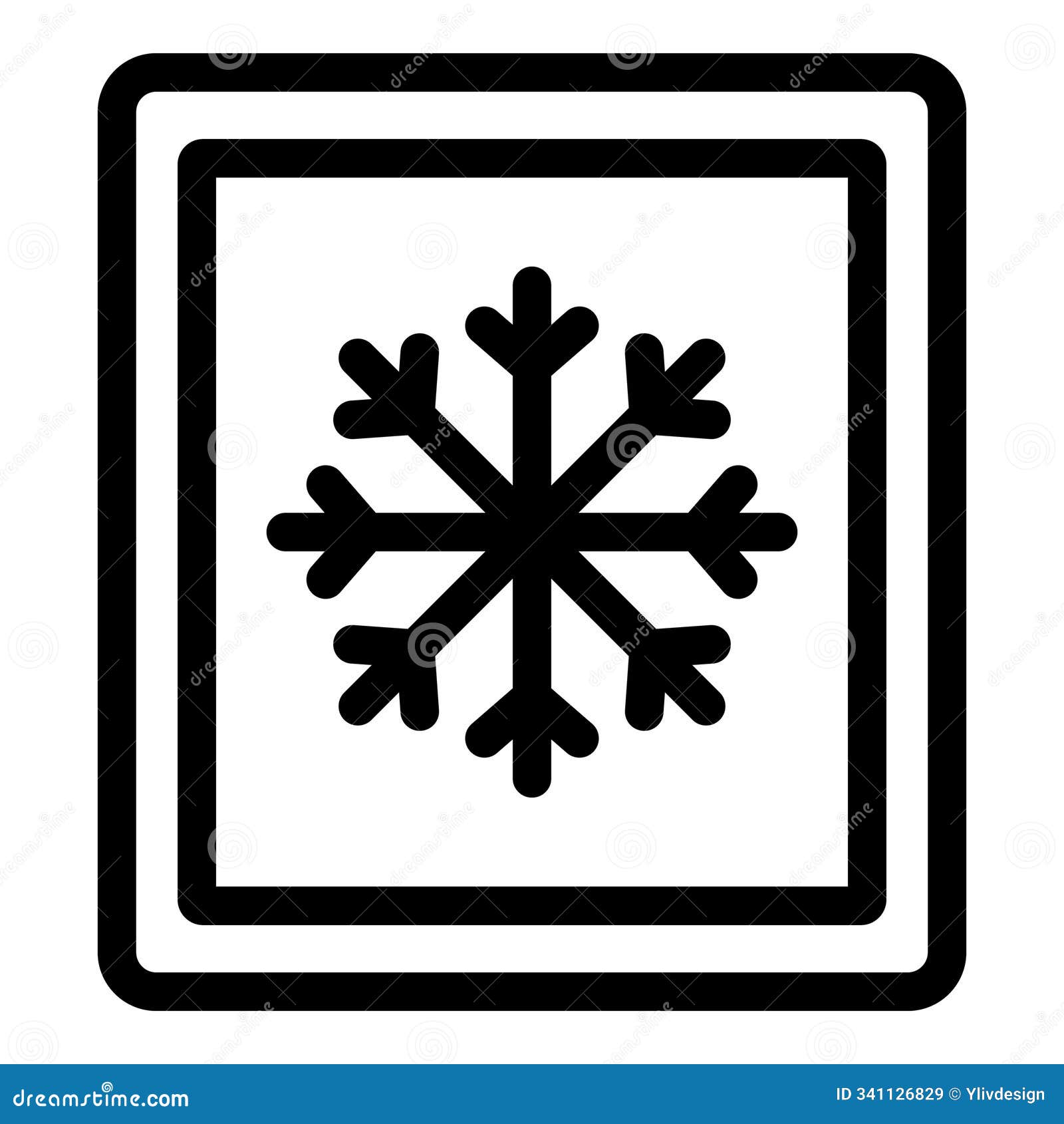 Black Square Freezer Icon with Snowflake Showing Freezing Temperature ...