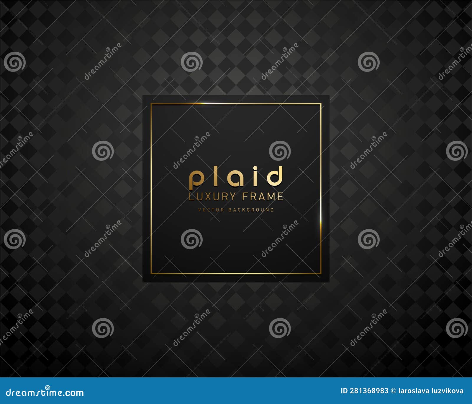 Black Square with Golden Thin Frame Luxury Banner. Golden Text on Black ...