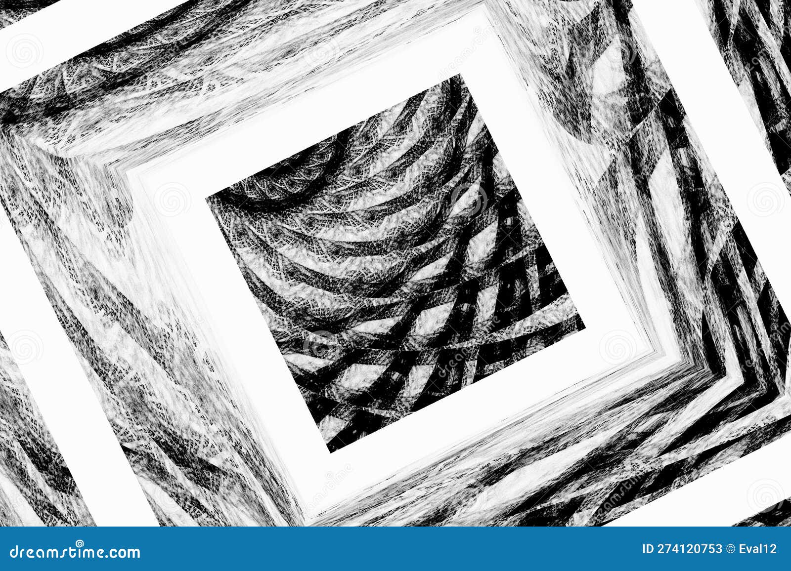 Black Square Pattern of Crooked Waves on a White Background. Stock ...