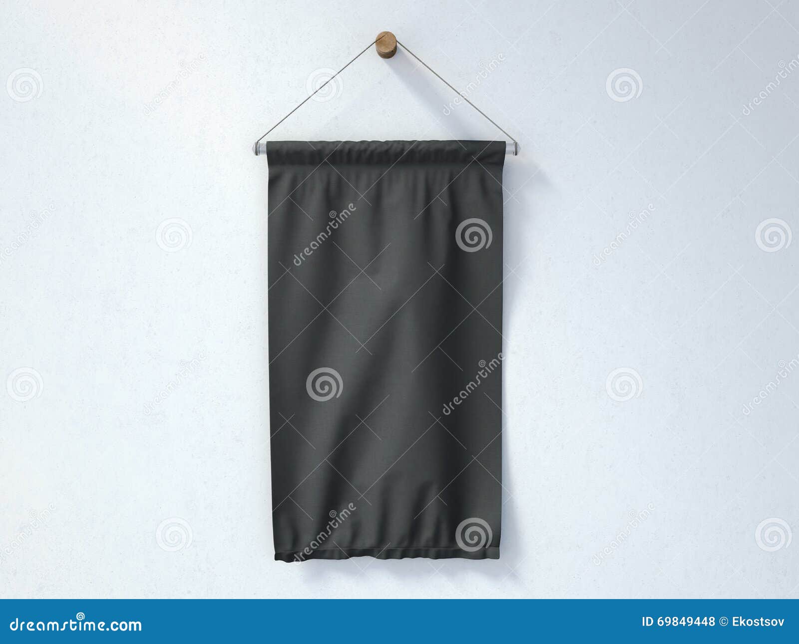 Black Square Pennant Hanging on a Concrete Wall Stock Photo - Image of ...