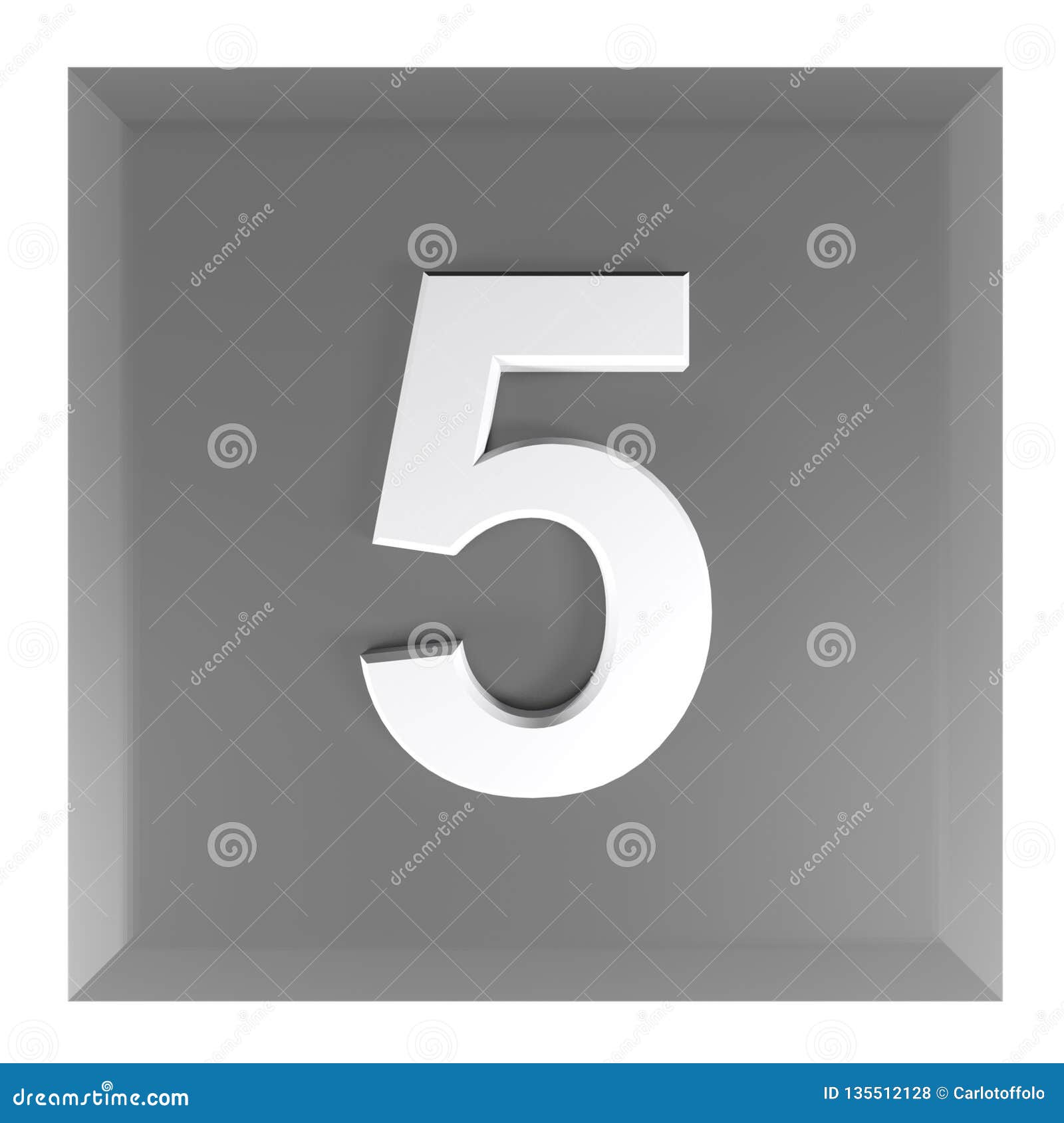 Number 5 Square Black Push Button - 3D Rendering Illustration Stock ...