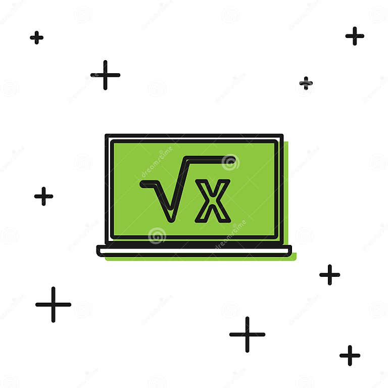 Black Square Root of X Glyph on Chalkboard Icon Isolated on White ...