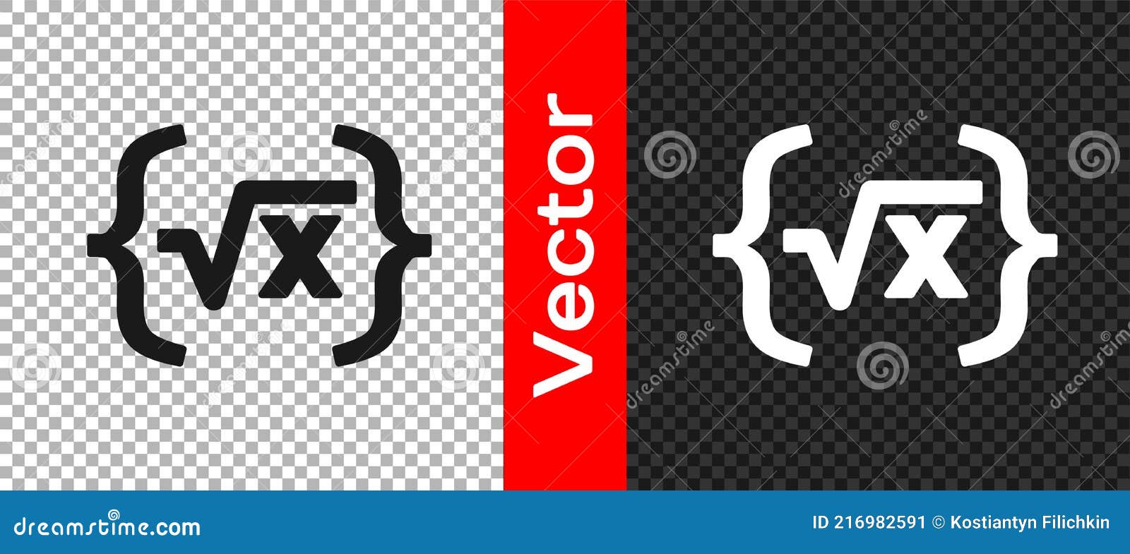 Black Square Root of X Glyph Icon Isolated on Transparent Background ...