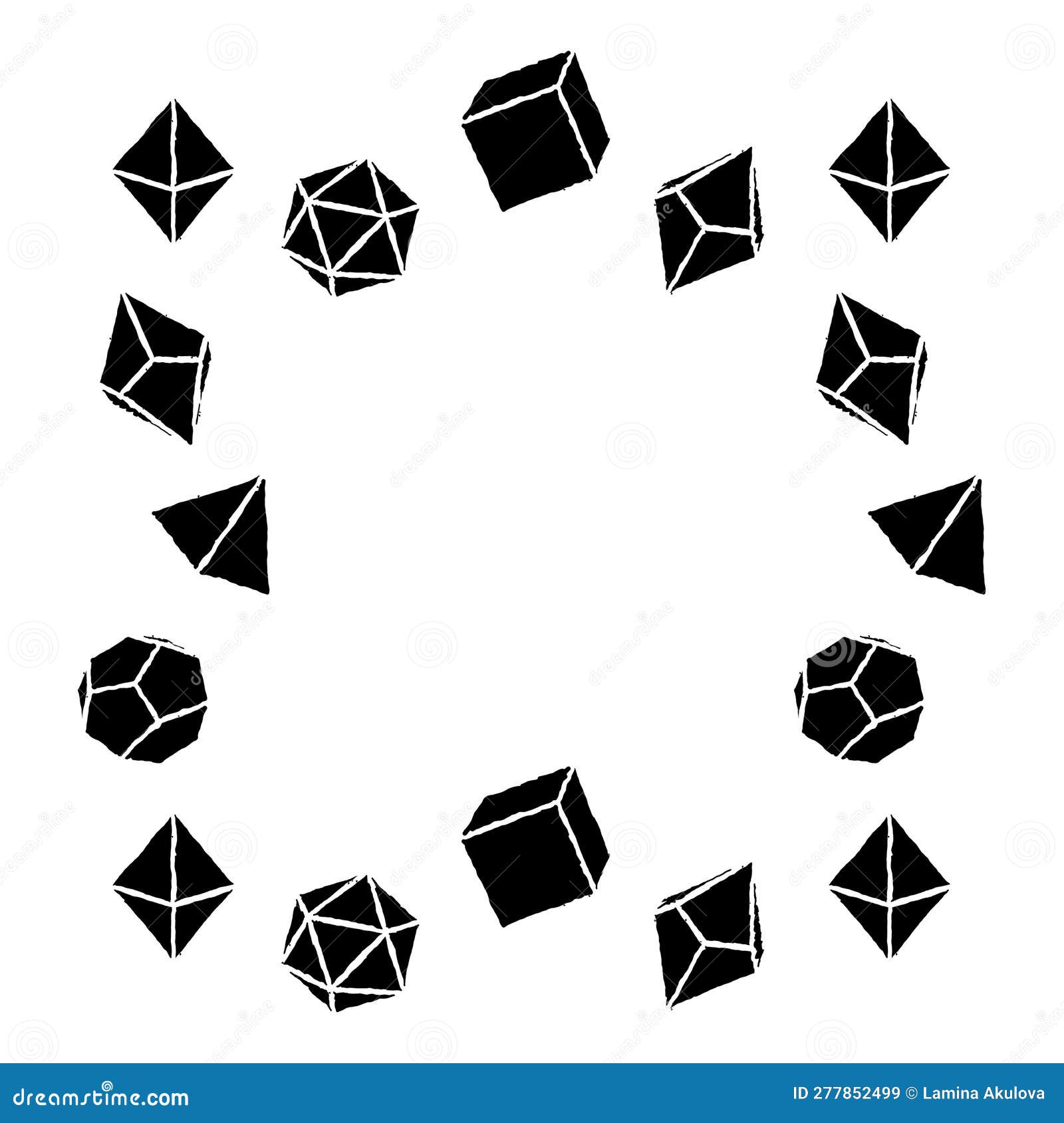 Black Square Shaped Dice Frame, Hand Drawn Vector Stock Vector ...