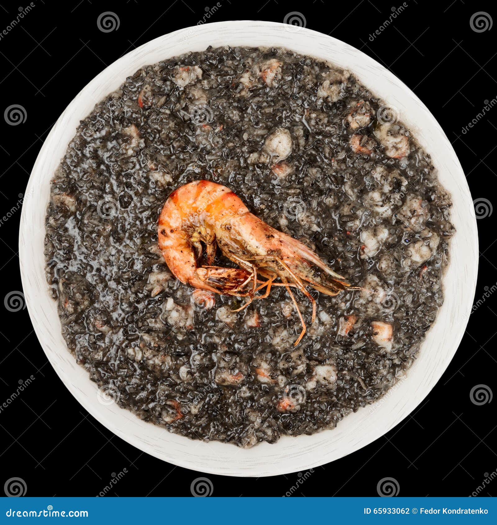 Black Squid Ink Risotto Isolated on Black Stock Photo - Image of ...