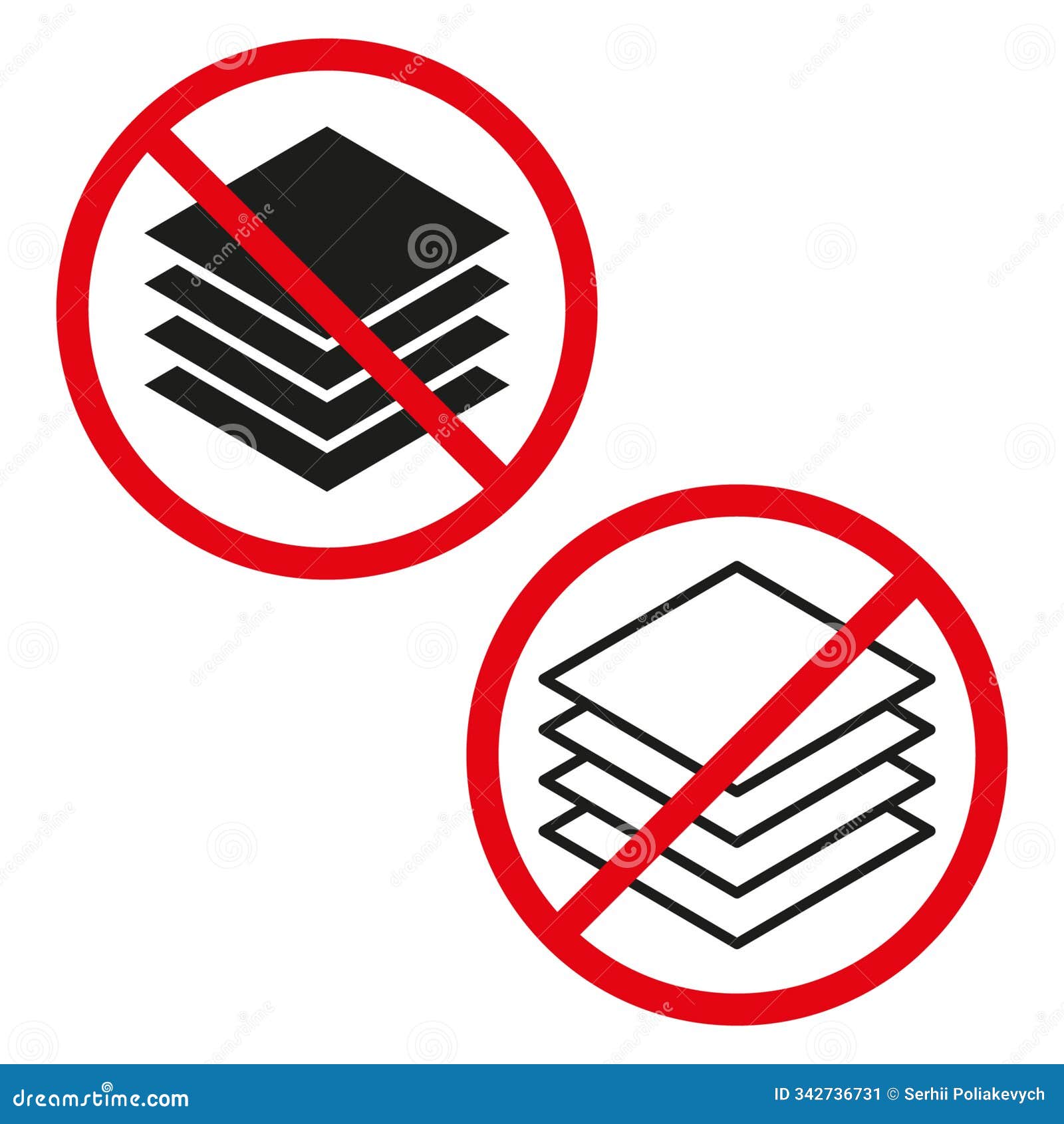 Black Stack Icon. Document Pile Symbol. Red Prohibition Circle. Vector ...
