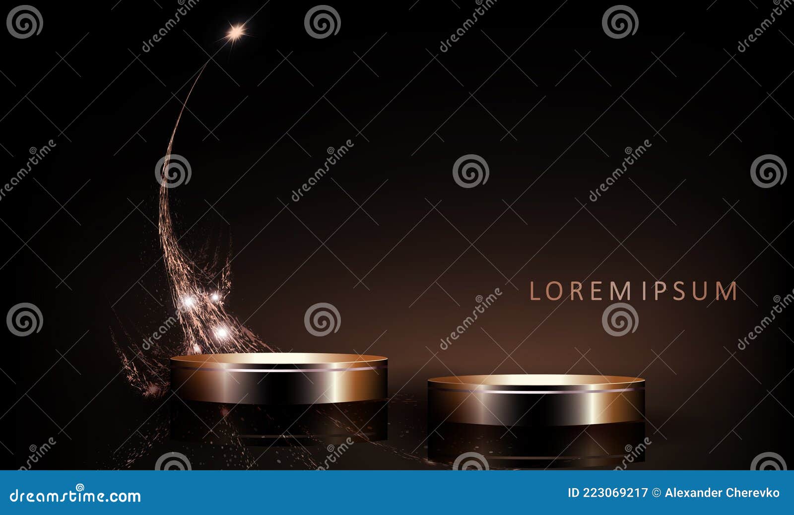 Black Stage with Geometric Round Shapes, Abstract Shape with Flash ...