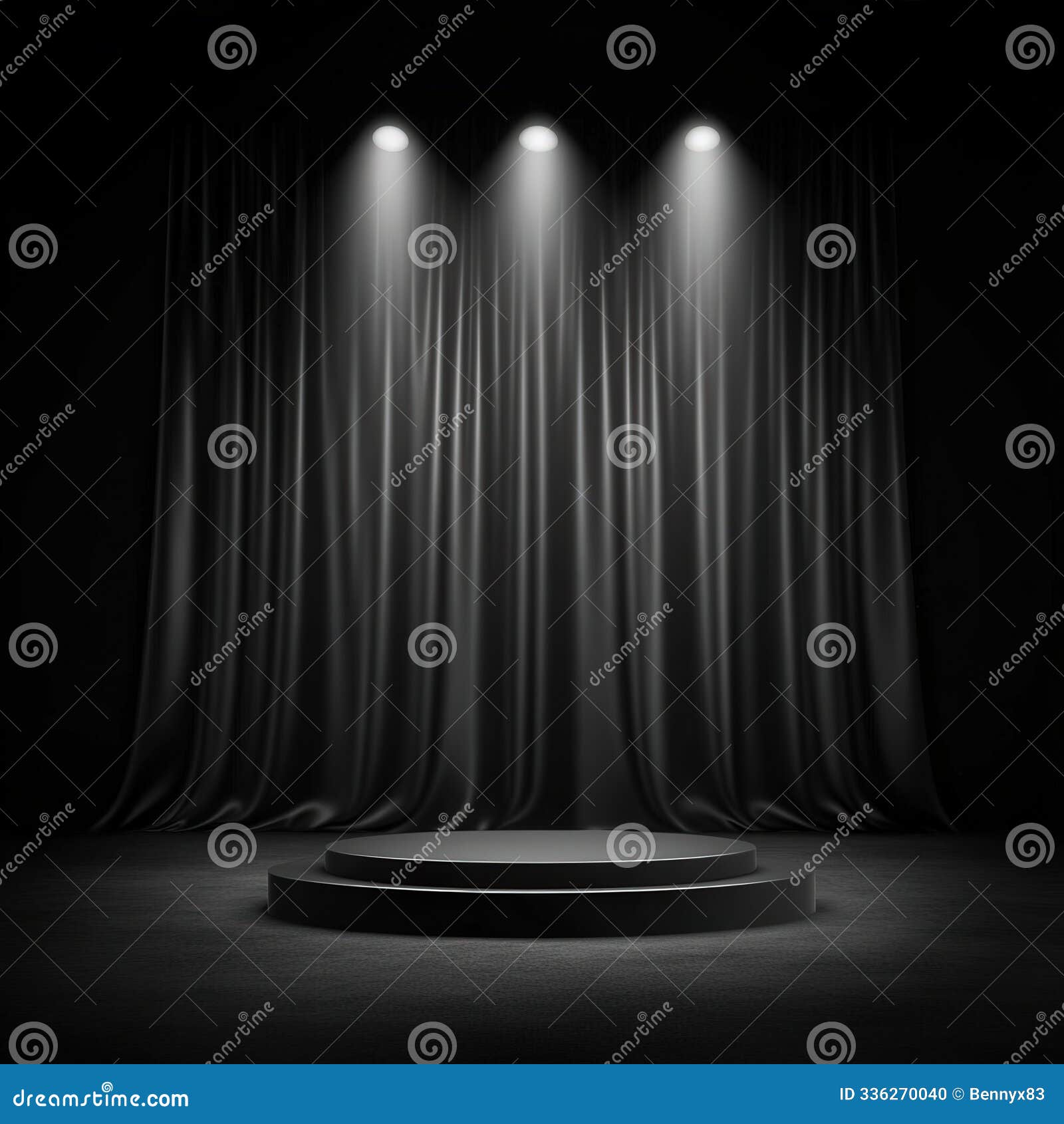 Black Stage with Spotlights and Platform Stock Illustration ...