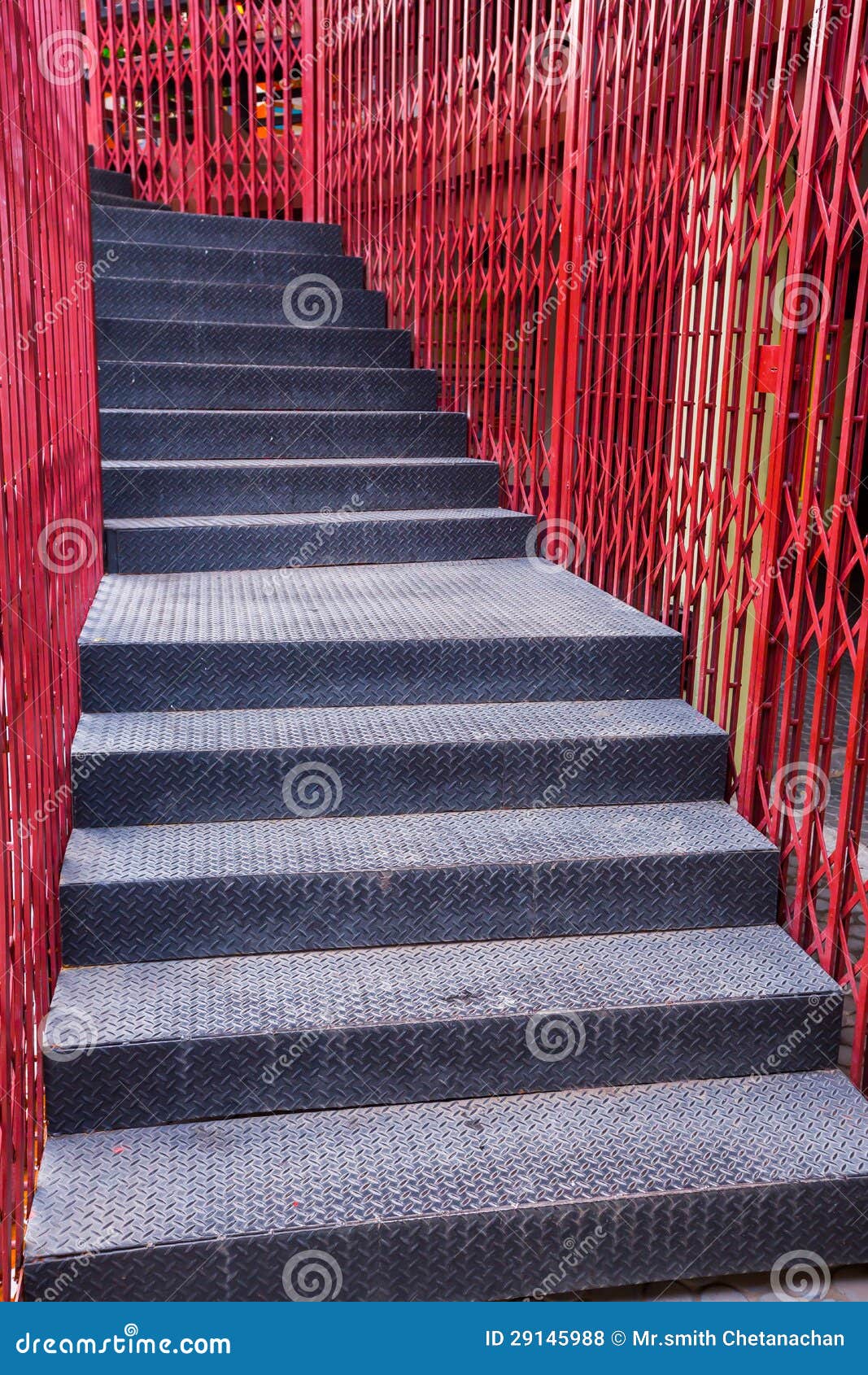 Black Staircase And Red Fence Royalty-Free Stock Image | CartoonDealer ...