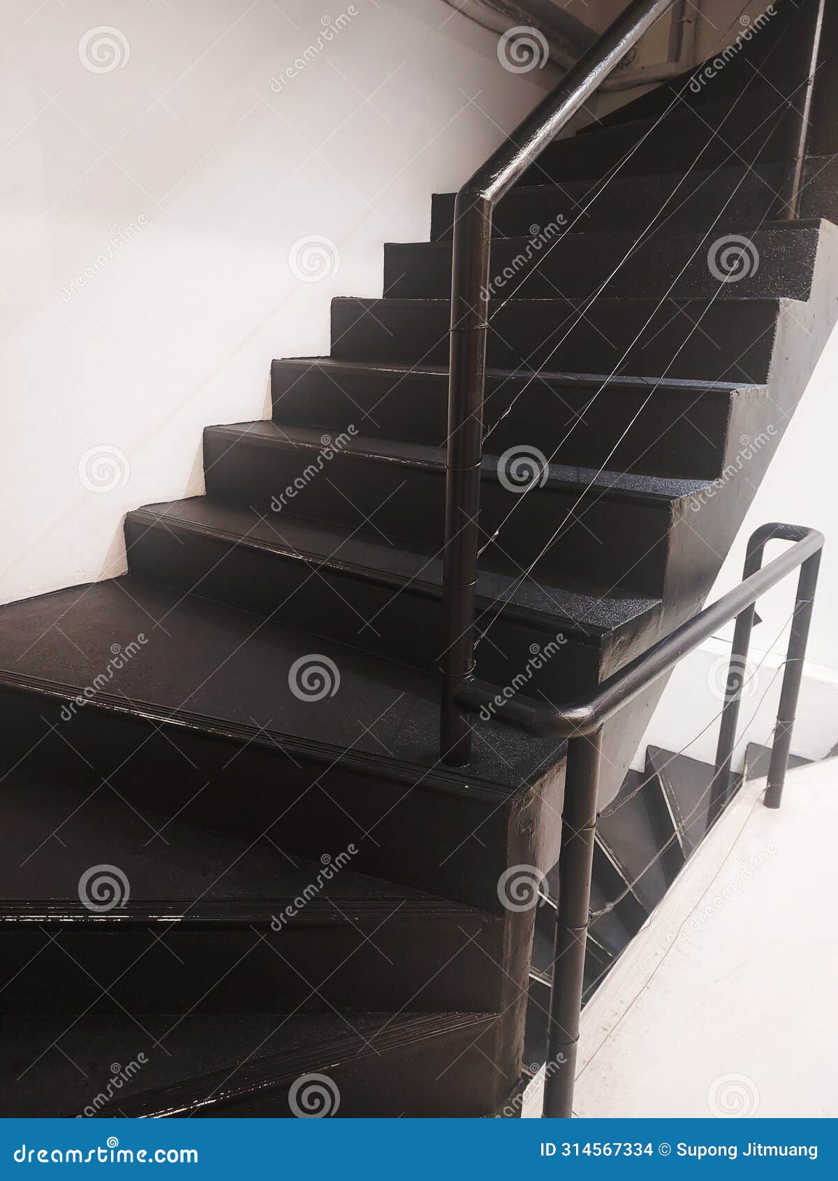 Black Stairs for Going Up and Down in a Building. Stock Photo - Image ...