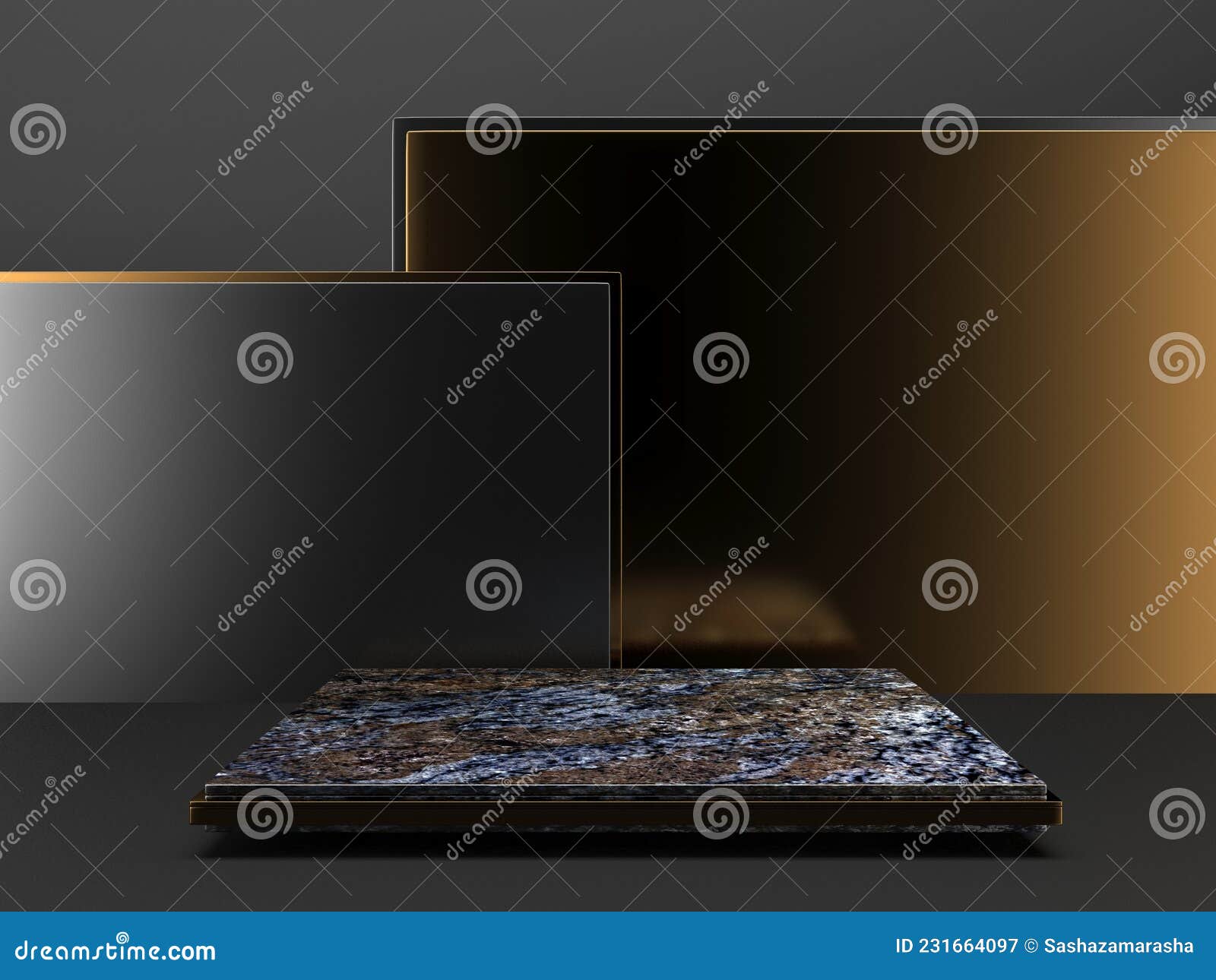 Black Stand Podium on Dark Background. Realistic Dark Platform Stock ...