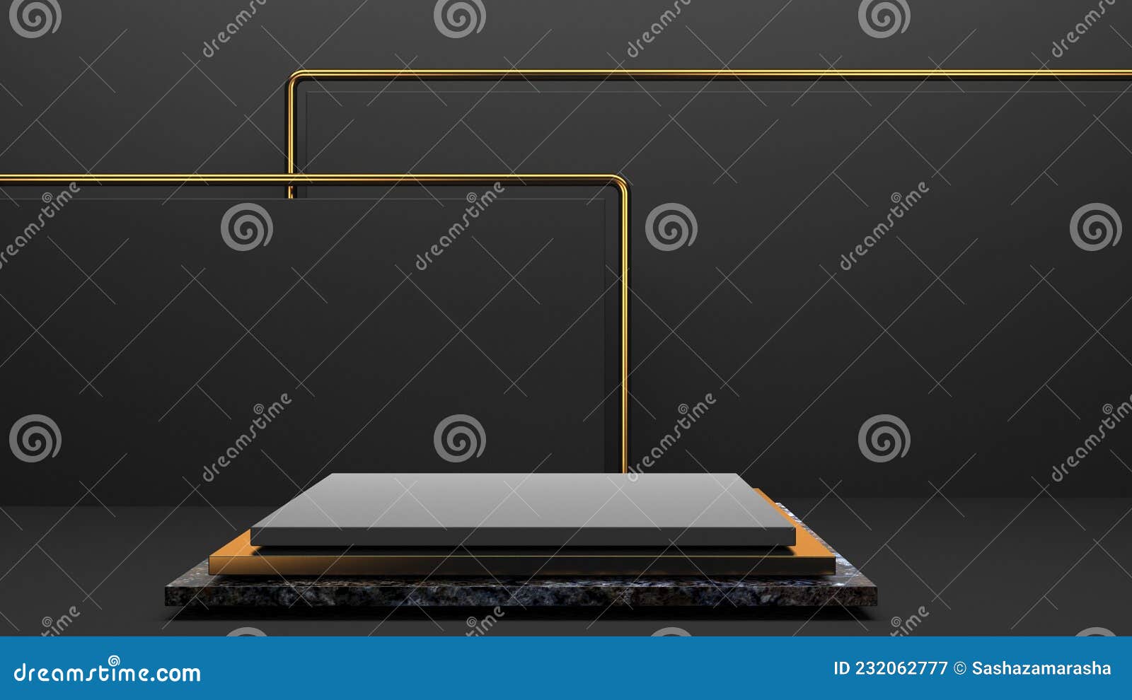 Black Stand Podium on Dark Background. Realistic Dark Platform Stock ...