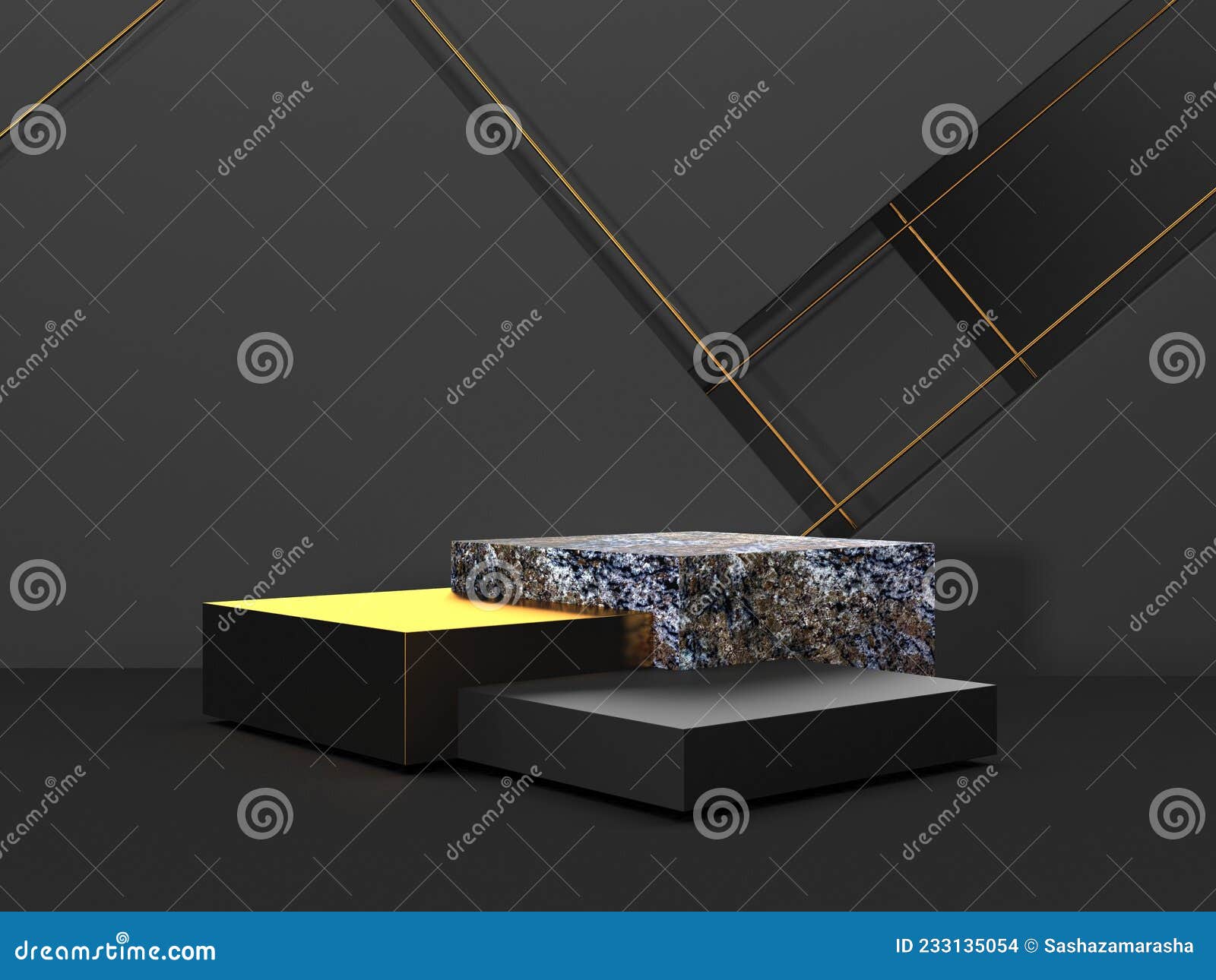 Black Stand Podium on Dark Background. Realistic Dark Platform Stock ...