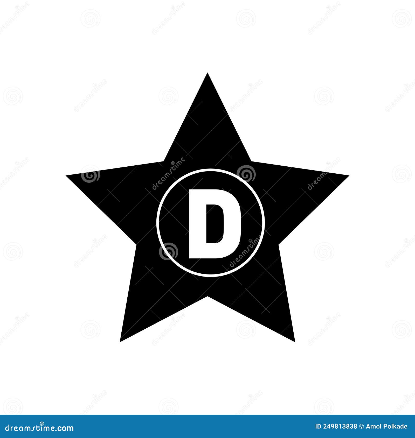 Black Star with D Letter Monogram. D Star Logo Stock Vector ...
