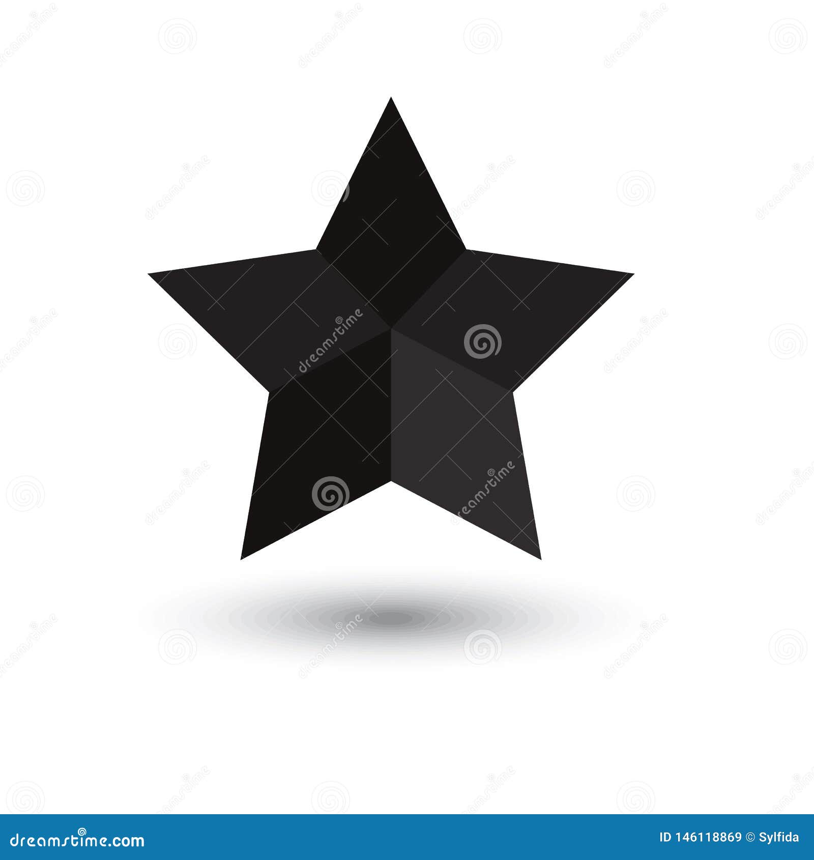 Black Star Icon with Shadow, Vector Stock Illustration - Illustration ...